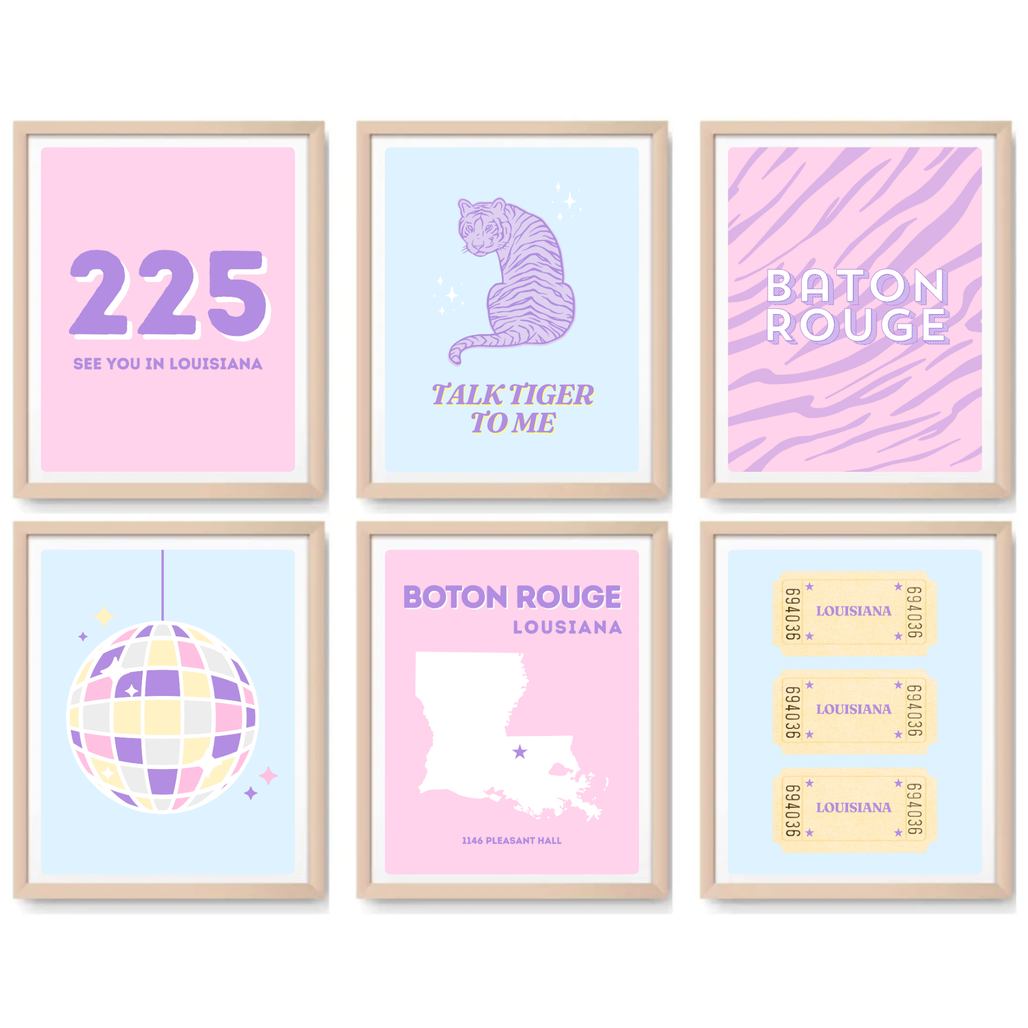 LSU Inspired Digital Prints - Set of 6 – Rosett Avenue