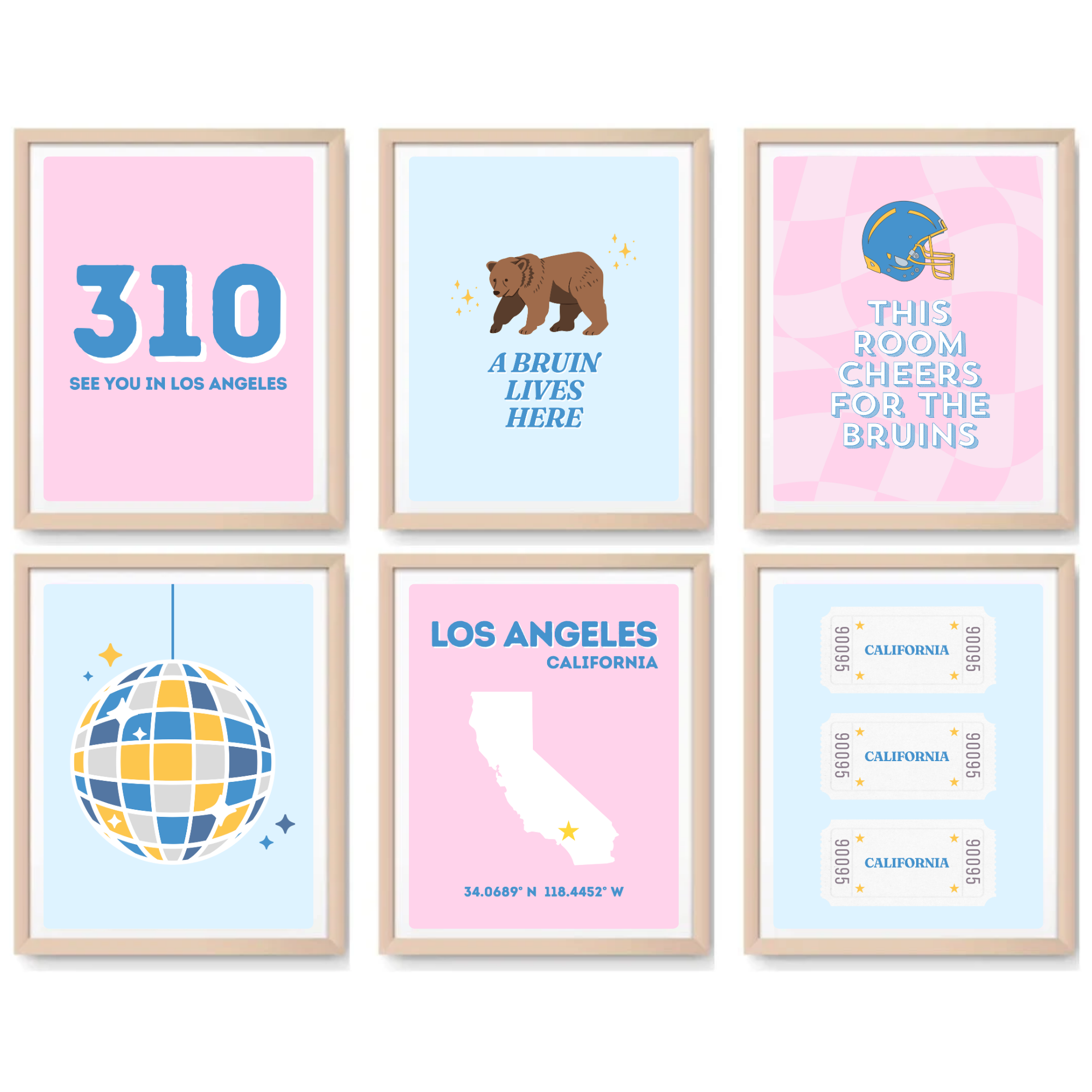 UCLA inspired Digital Prints - Set of 6 – Rosett Avenue
